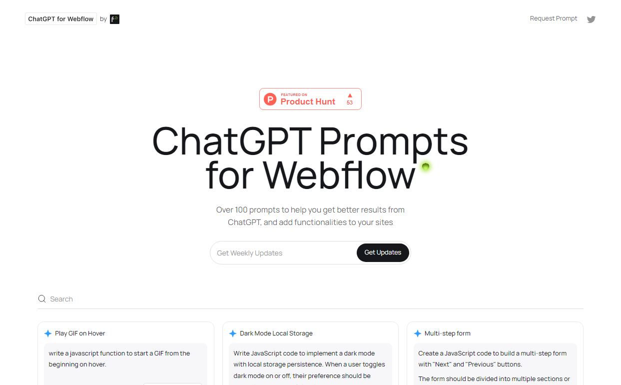 ChatGPT Prompts for Webflow: Details, Pricing, Coupon, Reviews & Alternatives (2026)