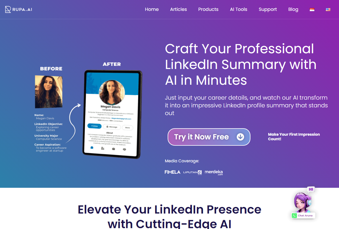 Linkedin Bio Generator by Rupa.AI Ai Tool Reviews 2025: Details ...